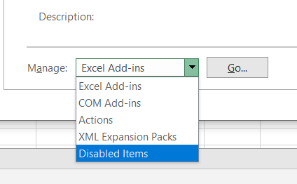Enable JChemExcel.Functions add-in after it gets disabled | Chemaxon Docs