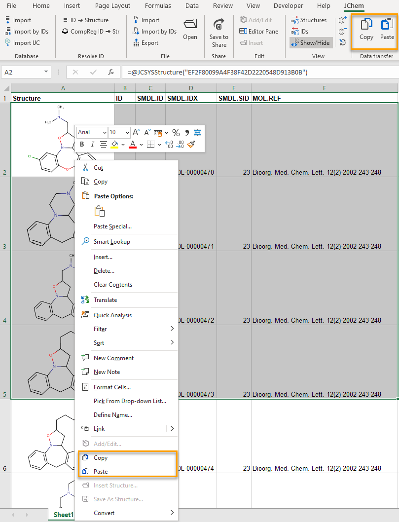 Copy And Paste Tables From Excel ChemAxon Docs